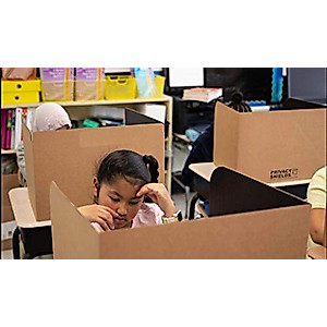 USA-Made Privacy Shields - Voting Booths (30-Pack) - 13" (H) x 20" (W) x 17" (D) - Black Interior (Discourages Graffiti) - Kraft Brown Exterior - Privacy Partitions for Students - Desk Separators