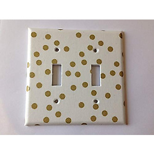 Gold White Polka Dots Light Switch Cover Various Sizes Offered