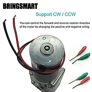BRINGSMART 12V 12rpm DC Worm Gear Motor 70kg.cm High Torque Self-Locking Reversed Mini Turbine Geared Motor for DIY Robot Rotating Table Door Lock Curtain Machine (12V 12rpm)