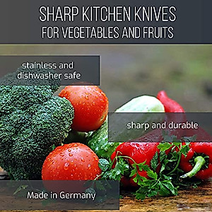 Sword & Crown Professional (Made in Germany, Solingen) Paring Knife Set of 4 Easy to Grip, Super Sharp, Rust and Corrosion Free Dishwasher Safe 3" Paring Knives/Vegetable Knives (4 piece)