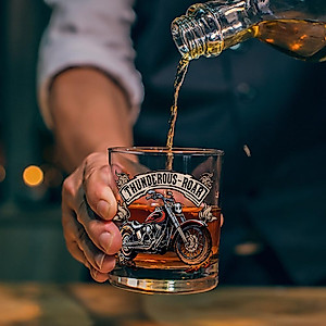 Vinoveltty Motorcycle Whiskey Glass, Motorbike Gifts Whisky Gifts for Men Dad, Fathers Gifts Christmas Birthday Gift for Biker Dad Brother, Whiskey Tumbler(300 ML)