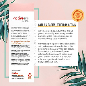 Active Skin Repair Natural, Non-Toxic, No Sting Baby Spray First Aid Safe For Use on Diaper Rash, Baby Acne, Eczema, Cuts, Wounds, Scrapes, and Other Skin Irritations (3 oz. Spray)