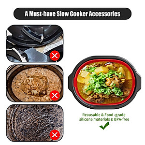 Meytunsin Silicone Slow Cooker Liner Fits Crock pot 8 Quart Slow Cooker,Silicone Crock pot Liner Made of Food-Grade Silicone,Dishwasher Safe,Red