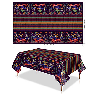 3pcs Day of The Dead Plastic Tablecloth Dia De Los Muertos Decor Sugar Skull Floral Table Cloth Disposable Rectangle Table Cover for Halloween Mexican Fiesta Birthday Coco Party Supplies(70 x 43 Inch)