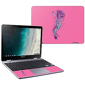 MightySkins Skin Compatible with Samsung Chromebook Plus LTE (2018) - Rose Skeleton Hand | Protective, Durable, and Unique Vinyl wrap Cover | Easy to Apply, Remove | Made in The USA