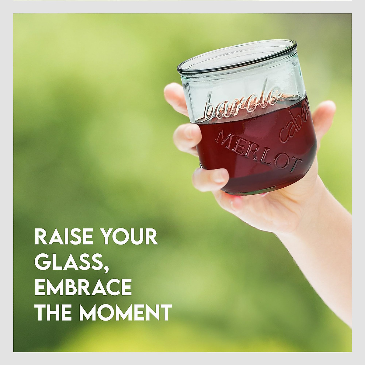 Amici Home Vino Stemless Wine Glasses | 12 Oz | Italian Made, Recycled Green Glass | Cute Water Tumblers for Wine, Beer, Juice, Cocktails, Fresh Drinks (Set of 4)