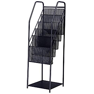 Storage Newspaper Baskets Magazine Rack Metal Book Rack Gold Rack White Floor Material Rack School Brochure Black Book Rack (Color : Black, Size : 30.530.596.5cm)