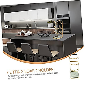 STOBAZA Wall Mounted Pot Lid Rack Utensil Rest Cutting Board Holder Pan Lid Organizer Rack Carbon Steel Lid Stand Kitchen Supplies Kitchen Organization Golden Shelf Storage PC