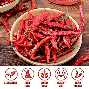 Yimi Dried Chiles Peppers, 5.3oz Red Hot Chili, Spicy Hot Heat, Great For Mexican,Thai and Chinese Recipes,like Pozole, Tamales, Hotpot, In Resealable Bags, Super Hot, Ideal Gift for Halloween