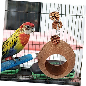 OATIPHO Coconut Shell Swing Bird Nest Parrot Sleeping Bed Bird Nesting Box Toy