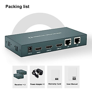 PWAY HDMI Extender Splitter 1x2, HD1080P@60Hz & 3D Visual, Extending 165ft (50m) Length Transmission Over CAT5e/CAT6/CAT7 Cable, 2 Channel Transmission with 2 HDMI Loop Out1