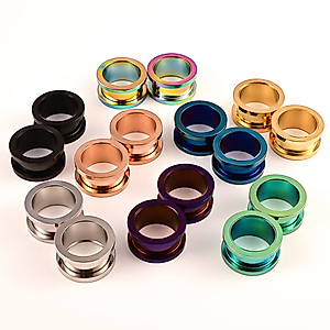 DOEARKO Set of 16 pcs 316 Stainless Steel Ear Plugs Large Gauges Stretching Screw Fit Tunnels Gauge 2g - 1 inch (12mm(1/2"), 8 pair)