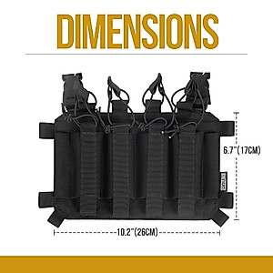 OneTigris SMG Magazine Pouch with Hook Backing Tactical Placard for MP5 MP7 Magazines with Elastic Retention Straps Black