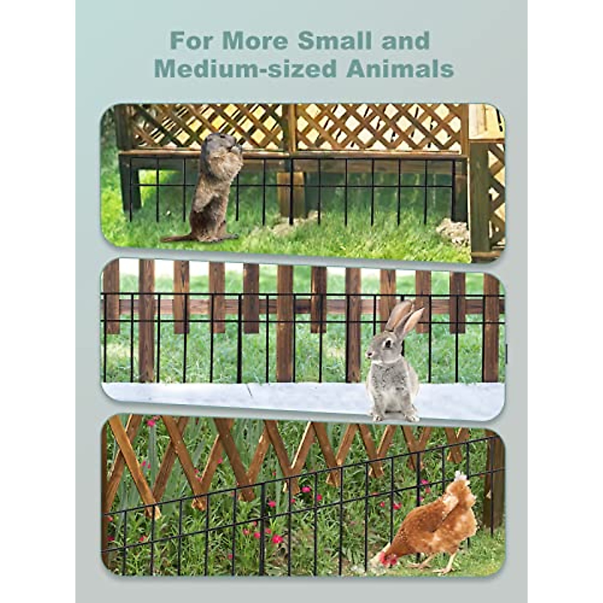 10 Pack Animal Barrier Fence- 17 in (H) × 10.8 Ft (L) Firm No Dig Fence Defence Rustproof Metal Dog Rabbits Fence Blocker with Cable Zip Ties for Outdoor Garden Patio
