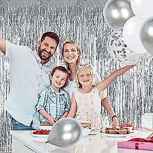 3Pcs Silver Metallic Tinsel Foil Fringe Curtains,3.28ft x 6.56ft Silver Photo Booth Backdrop Streamer Curtain,Photo Booth Props,Ideal for Bachelorette,Birthday,Christmas,New Year Party Decorations