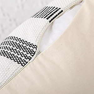 SEEKSEE Black and White Stripes Hand-Woven Rectangular Waist Throw Pillow Covers, Stylish Modern Minimalist Design for Sofa, Bedroom, Living Room(Lumbar 12 x 20 Inches,1PC)…