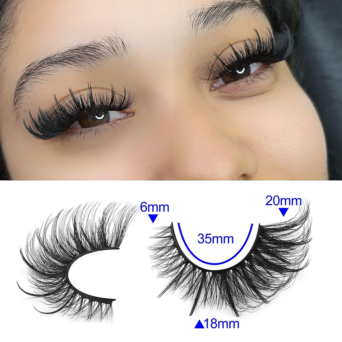 False Eyelashes Fairy Cat Eye Lashes Mink Fluffy Fox Eye Lashes Wispy Dramatic Eyelashes 20mm Fake Lashes 7 Pairs Pack by ALICE
