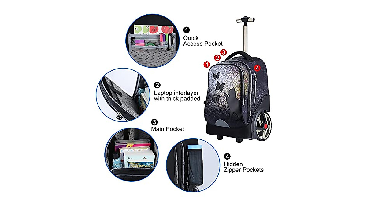 UNIKER 19" Rolling Laptop Bag | Wheeled School Bag & Carry On