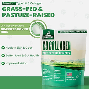 K9 Collagen PEPTIDE Complex W/BIOTIN - Hip & Joint Supplement for Dogs- Supports Healthy Joints, Skin & Coat – Helps in Recovery & Repair– 3+ Months Supply - Over 114 Servings!