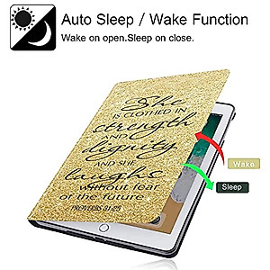 Case for New iPad Mini 6 2021 (6th Generation), Multi-Angle View Adjustable Stand Auto Wake/Slee for iPad Mini 6th Gen 8.3 Inch ,Proverbs 31:25,Bible Verse Gold Sparkles Glitter