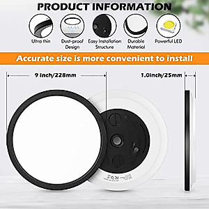 LED Flush Mount Ceiling Light Fixture 4PACK, 9Inch 18Watt, 1800LM, 5000K Daylight Light, Ultra Slim Black Thin Round Flat Light Fixtures for Office Porch Kitchen Hallway Bedroom Living Room, DIMMABLE
