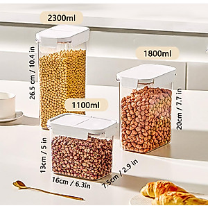 Besmall Food Storage Container with Flip Top Lid for Pouring Airtight Cereal Containers Storage Small Jar with Measuring Cup for Dry Food, Snacks, Dry Fruits,Candy,Cracker,Tea, 2 Pack-1.1L