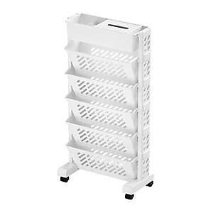 Movable Bookshelf Large Capacity Rotatable Removable Plastic Mobile Bookshelf, Practical Rolling Organization Shelf with Stable Structure for Office Living Room Kitchen School (6