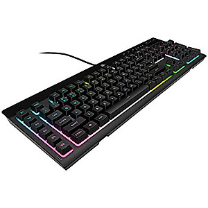 Corsair K55 RGB PRO XT - Dynamic Per-Key RGB Backlighting - Six Macro Keys with Elgato Stream Deck Software Integration-IP42 Dust and Spill-Resistant-Detachable Palm Rest-Media and Volume Keys-Black