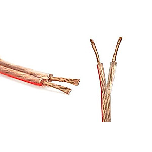 Kinter Cable 100ft 16-Gauge Audio Stereo Speaker Wire Cable, 100 Feet, 30.48 Meters, 2 Conductor, Polarity Marked, Flexible Clear PVC, CCA, Home Theater, HiFi, Surround or Auto Amps