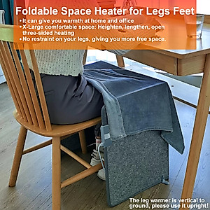 Foldable Leg Warmer With Soft Blanket, Under Desk Leg Foot Knee Heater 235W, Small Personal Space Heater, Overheat Safe Protection, Timer, Quiet, Easy Setup, for Home Office