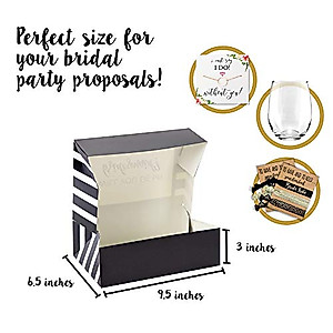 Bridesmaid Proposal Box Set I 6 Pack I 1 Maid of Honor Proposal Box and 5 Will You be My Bridesmaid Boxes I Stripes with Gold Foil Bridesmaid Box for Bridesmaid Gifts