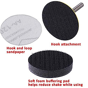 SIQUK 130 Pcs 2 inch Sanding Discs Pad with 1pc 1/4 inch Shank Backing Pad and 1pc Soft Foam Buffering Pad for Drill Grinder (10pcs Each Grit 60 80 120 180 240 400 600 800 1000 1200 1500 2000 3000)