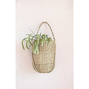 Creative Co-Op Hand-Woven Bankuan Bucket w/Handle, Natural Basket, 13" L x 13" W x 17" H