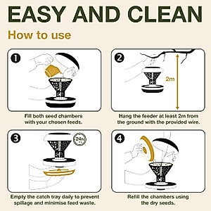 SWISSINNO Bird Feeder Davos Smart Birds | No Mess No Spill Bird Feeder for Outdoor | Mice & Rat Proof | Robust & Reliable for Hanging | Dual Food Chambers | Made in EU | Light Blue