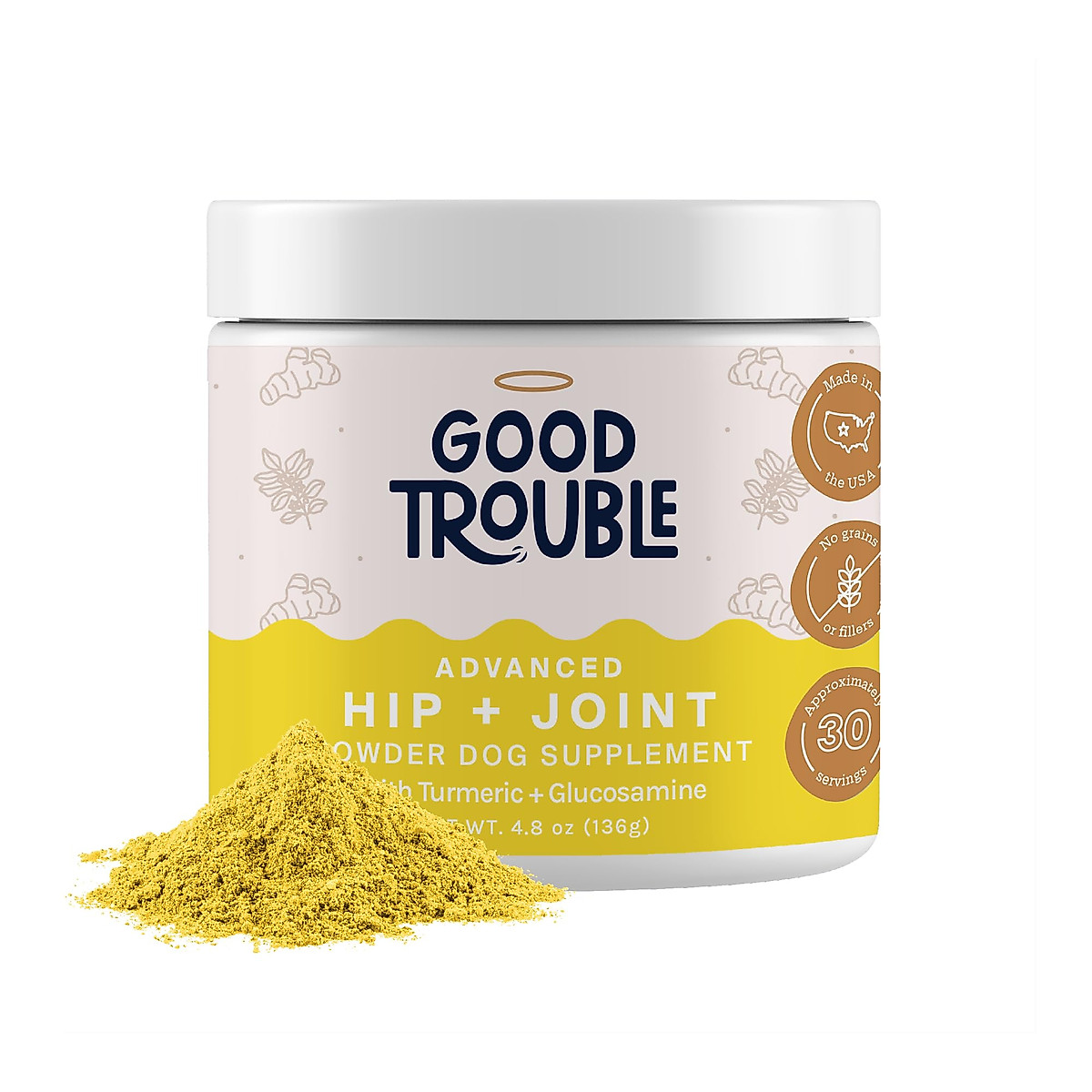 Dog Advanced Hip and Joint Powder by Good Trouble Pets - Joint Supplement for Dogs with Vitamins, Supports Healthy Joints and Prevents Arthritis in Dogs, Puppy Vitamins and Supplements (4.8 oz, Beef)