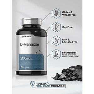 Horbäach D-Mannose | 2100mg | 120 Capsules | Highest Potency | Non-GMO & Gluten Free Supplement
