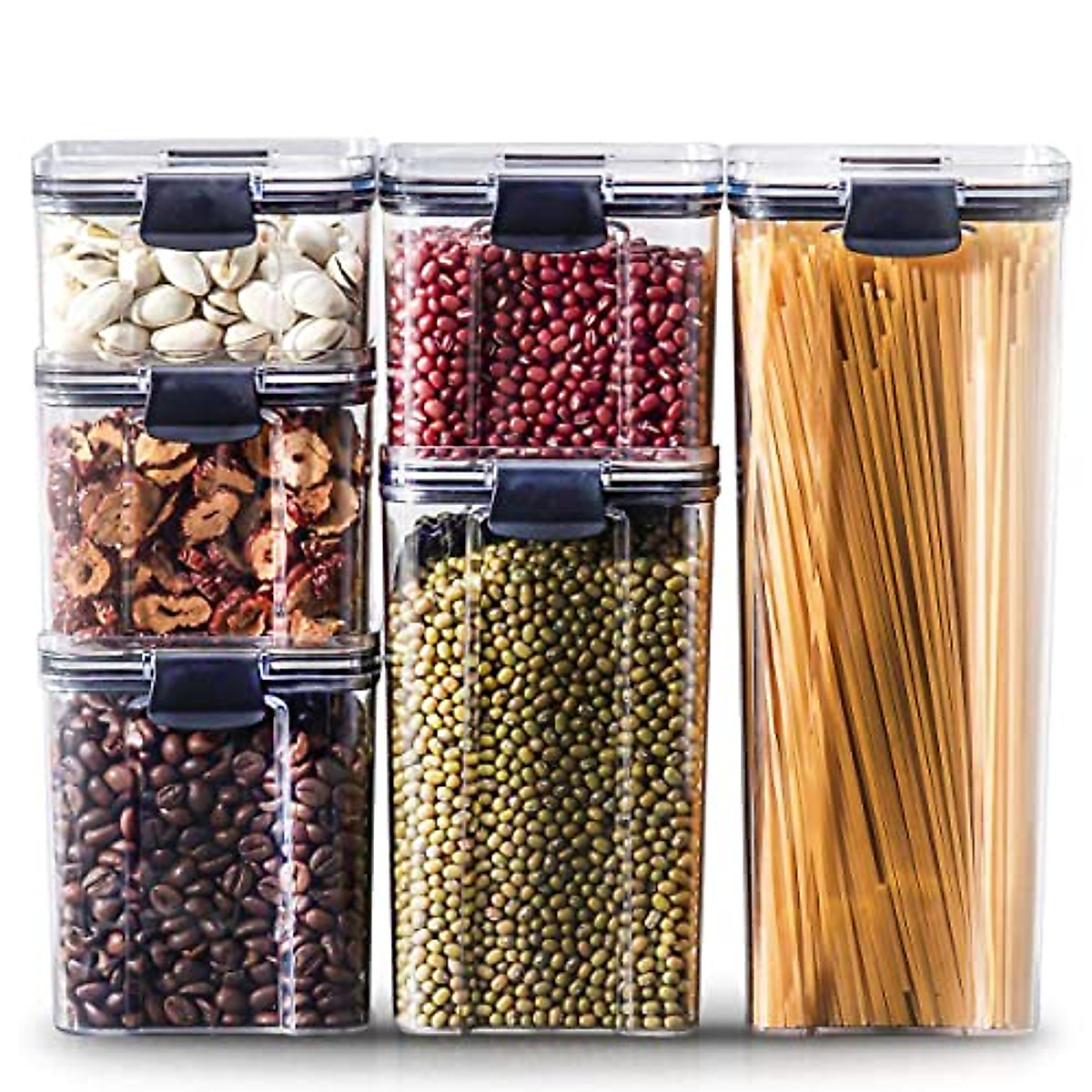 Airtight Food Storage Container, 6 Pc BPA Free With Lids Easy Lock For Kitchen Organization With Good package looking (Black)