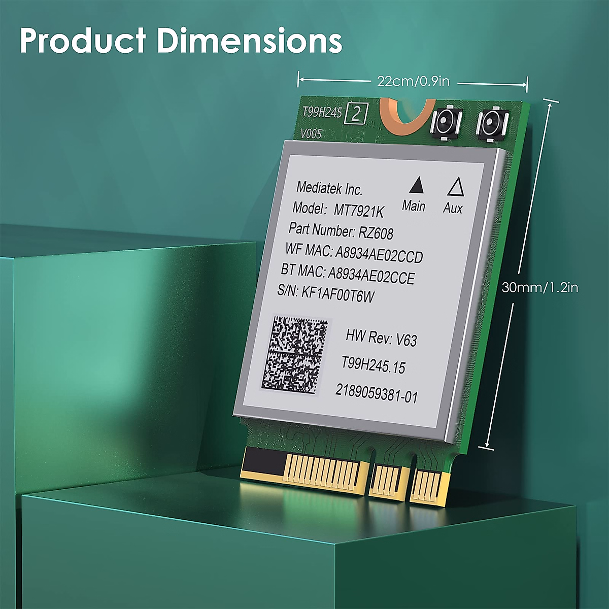 WAVLINK AX3000 6 M.2 WiFi Card,Bluetooth 5.2 NGFF Adapter, Dual-Band (2.4/5Ghz) M2 Wireless Network Card Adapter with OFDMA, MU-MIMO, WPA3, Ultra-Low Latency, Supports Windows 11, 10 (64bit)