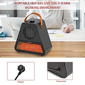 CONROWR Recessed Electric Fireplace Plug-in Heater, Recessed Freestanding Fireplace, Adjustable Flame Brightness Speed, Low Noise, 1000 Watts, Black