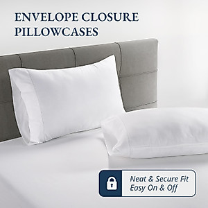 LANE LINEN Fitted Sheet Full Size, 100% Organic Cotton, 3-Piece Set (1 Fitted Sheet, 2 Pillowcases) Percale Weave, Bed Fitted Sheets, Breathable, Fits Mattress Upto 15" Deep - White (No Flat Sheet)