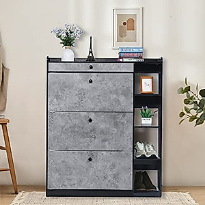 DEYAOPUPU Shoe Cabinet with 3 Flip Drawers, Modern Shoe Storage Cabinet for Entryway, Freestanding Shoe Rack Storage Organizer for Pumps,Slippers,Boots(Premium Gray)