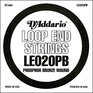 D'Addario LE020PB Phosphor Bronze Loop End Single String, 020