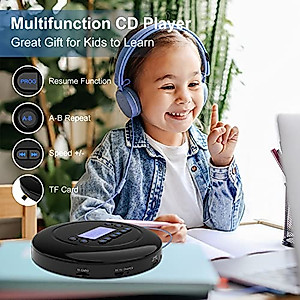 CD Player Portable,Bluetooth CD Player with Dual Headphone Jack for Home, Rechargeable Walkman Small CD Player for Car,CD Player with Bluetooth Visibility LCD Screen