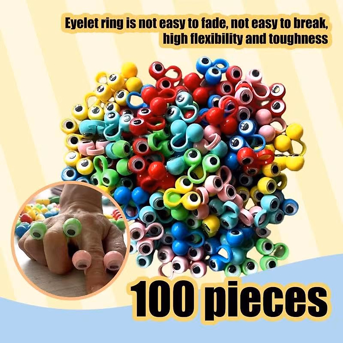 100 PCS Eye Finger Puppets Toys Set, Wiggly Eyeball Finger Puppet Eye On Rings for Kids, Party Favors for Boys Girls