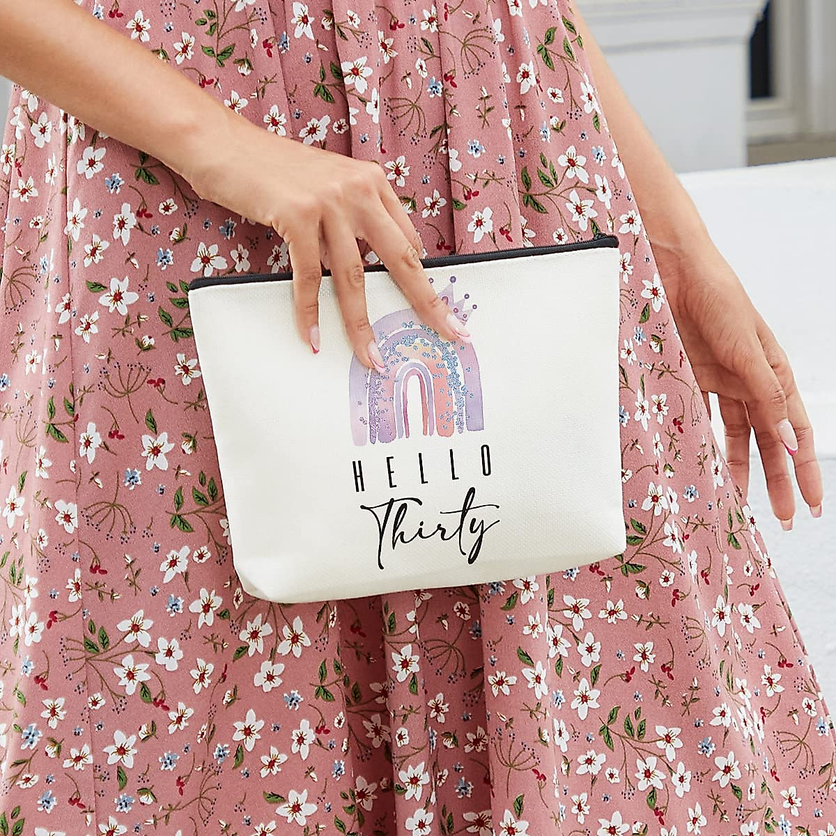 30th Birthday Gifts for Her Makeup Bag 30th Birthday Decorations for Women Boho Rainbow 30 Year Old Birthday Gifts for Women Birthday Party Favors for Her Female Daughter Friend Sister Hello Thirty