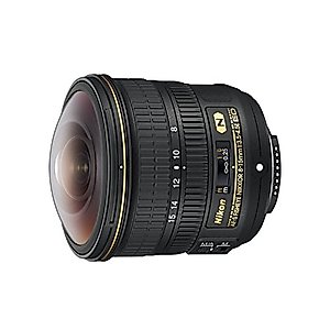 Nikon AF-S FISHEYE NIKKOR 8-15mm f/3.5-4.5E ED F/4.5-29 Fixed Zoom Camera Lens, Black