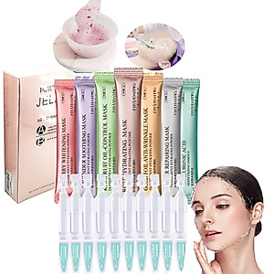 Newfacefure Diy Spa Rose Hyaluronic Acid Hydro Jelly Facial Mask Powder Collagen Face 12 Sacks with 10 Pack Serum