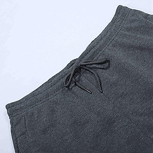 Men's Heavyweight Fleece Cargo Sweatpants Stretch Elastic Waist Trousers Drawstring Loose Fit Joggers with Pockets