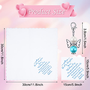 Tegeme Brides Handkerchief Wedding Handkerchief for Daughter Wedding Gift Keepsake Hankie and Angel Blue Bride Handkerchief (Elegant Style)