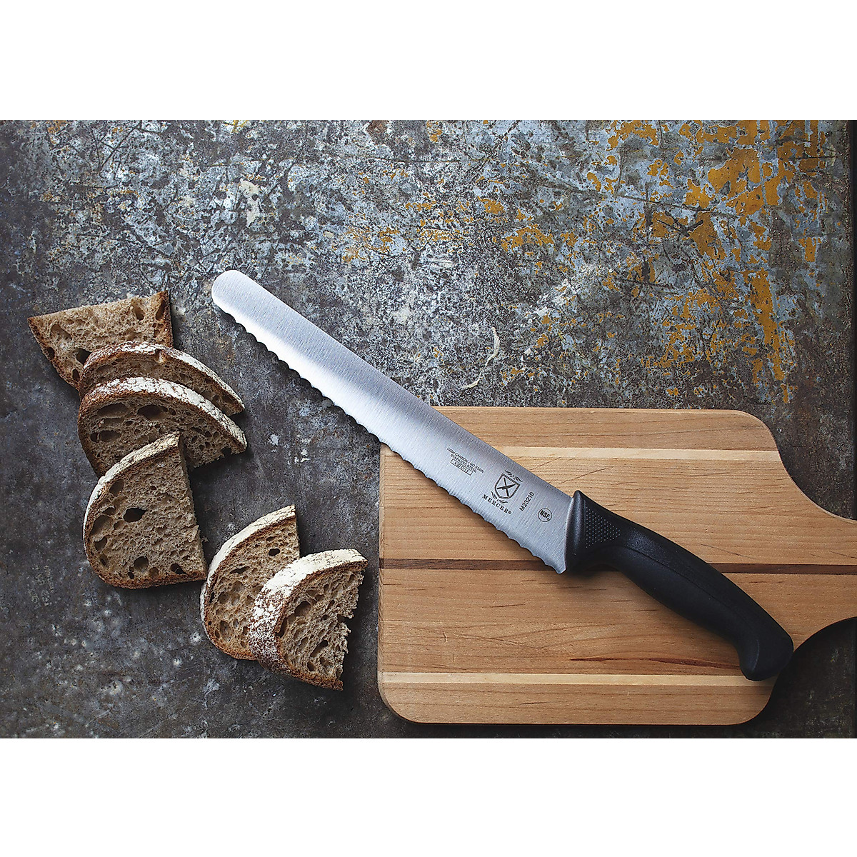 Mercer Culinary M23210 Millennia Black Handle, 10-Inch Wide Wavy Edge, Bread Knife